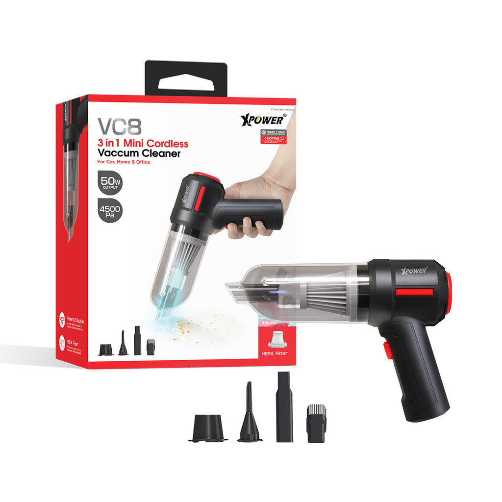 XPower VC8 3 In 1 Mini Wireless Vacuum Cleaner + Pump – McBay Pte Ltd